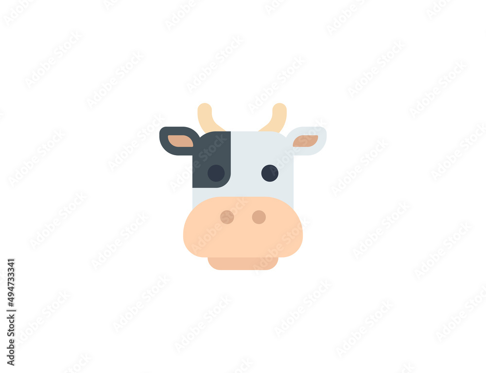 Cow face vector flat emoticon. Isolated Cow emoji illustration. Cow ...