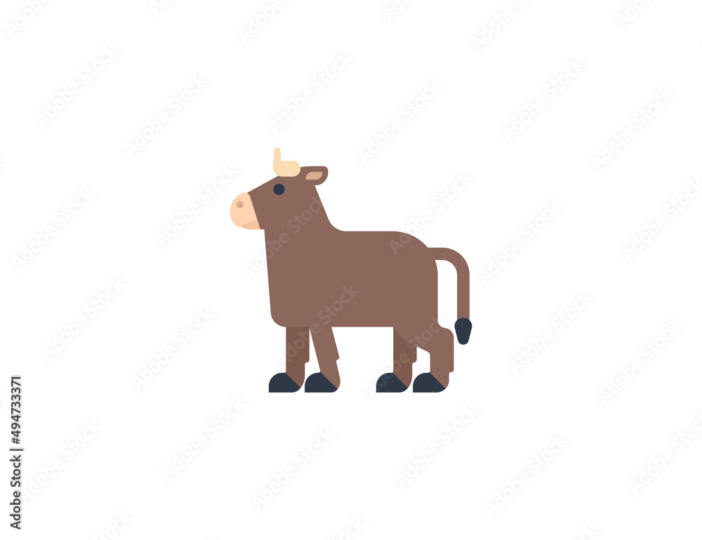 Bull vector flat emoticon. Isolated Ox emoji illustration. Bull icon ...