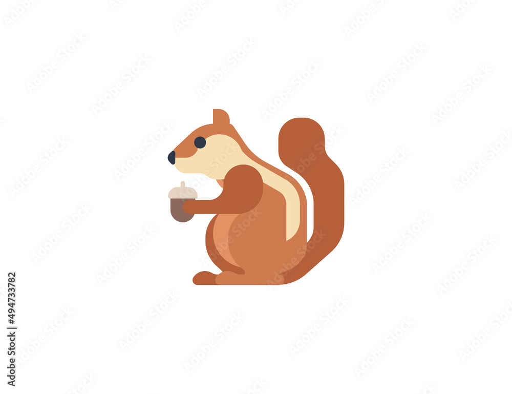 Squirrel vector flat emoticon. Isolated Chipmunk emoji illustration ...