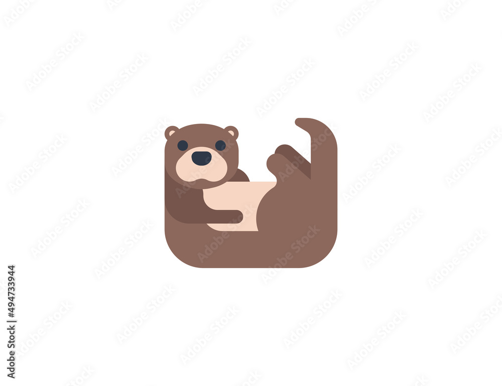 Otter vector flat emoticon. Isolated Otter emoji illustration. Otter ...