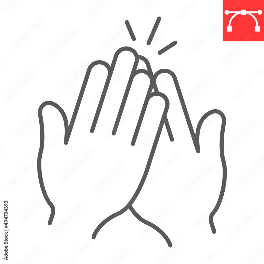 High five gesture line icon, gesture and palm, clapping hands vector ...