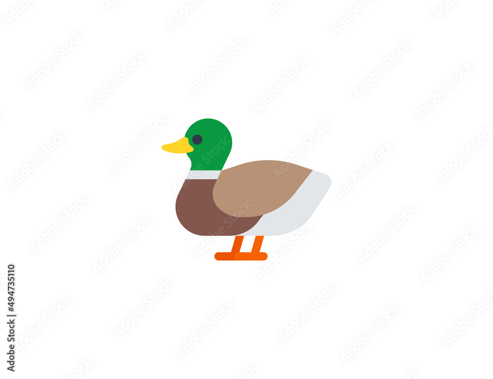 Duck vector flat emoticon. Isolated Duck emoji illustration. Duck icon ...
