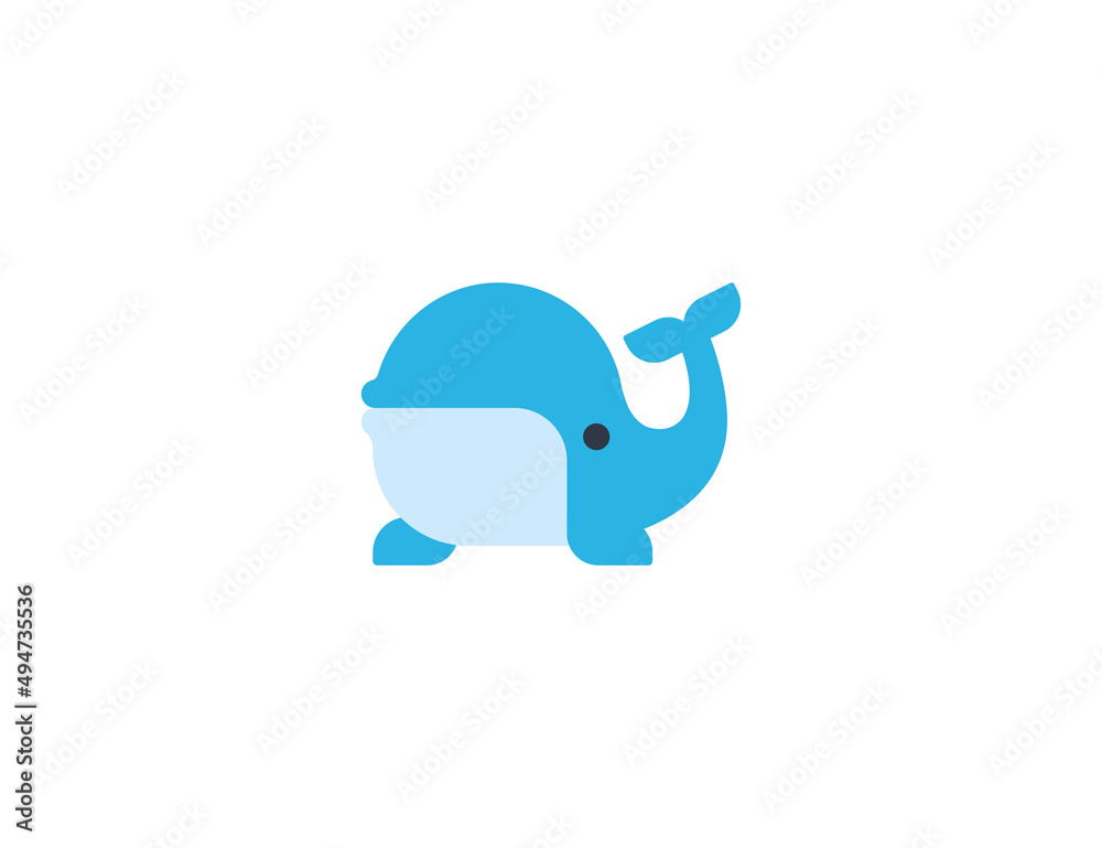 Whale vector flat emoticon. Isolated Whale emoji illustration. Whale ...