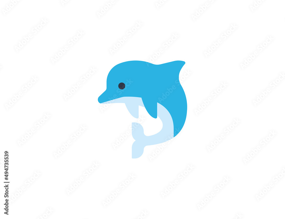 Dolphin vector flat emoticon. Isolated Dolphin emoji illustration ...