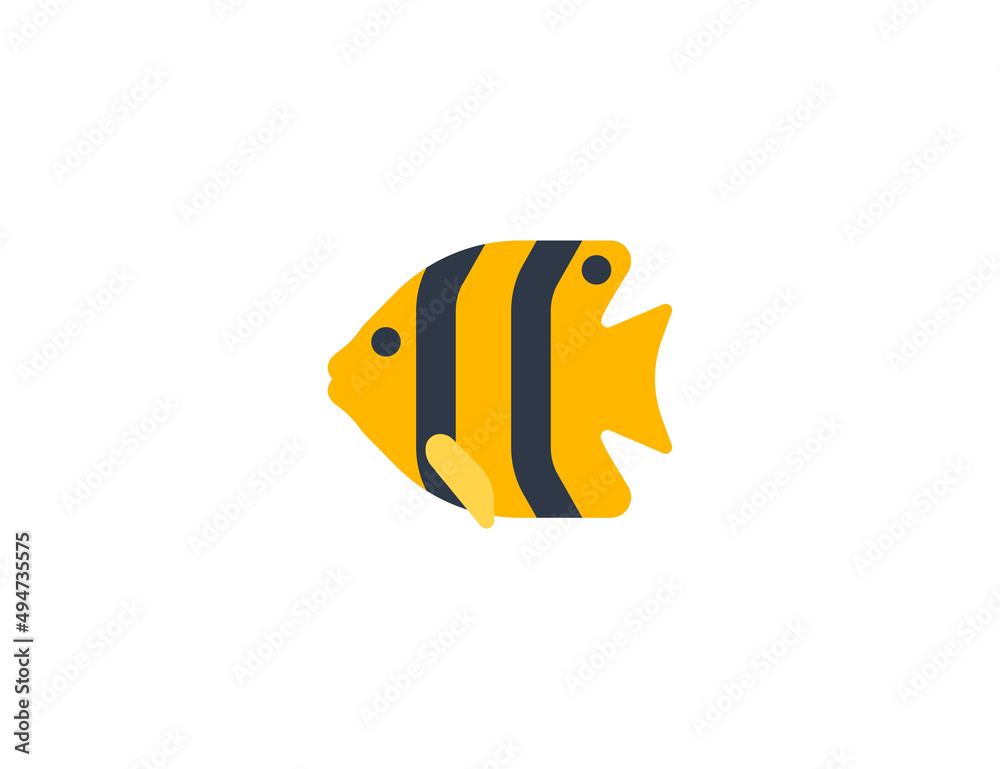 Tropical Fish vector flat emoticon. Isolated Tropical Fish emoji ...