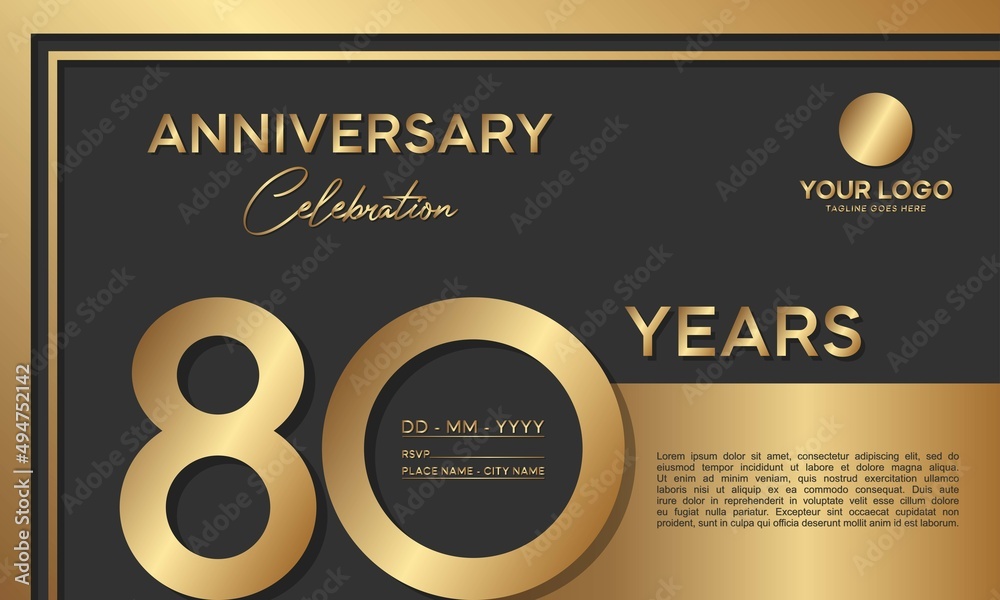 80th anniversary logotype. Golden anniversary celebration template ...