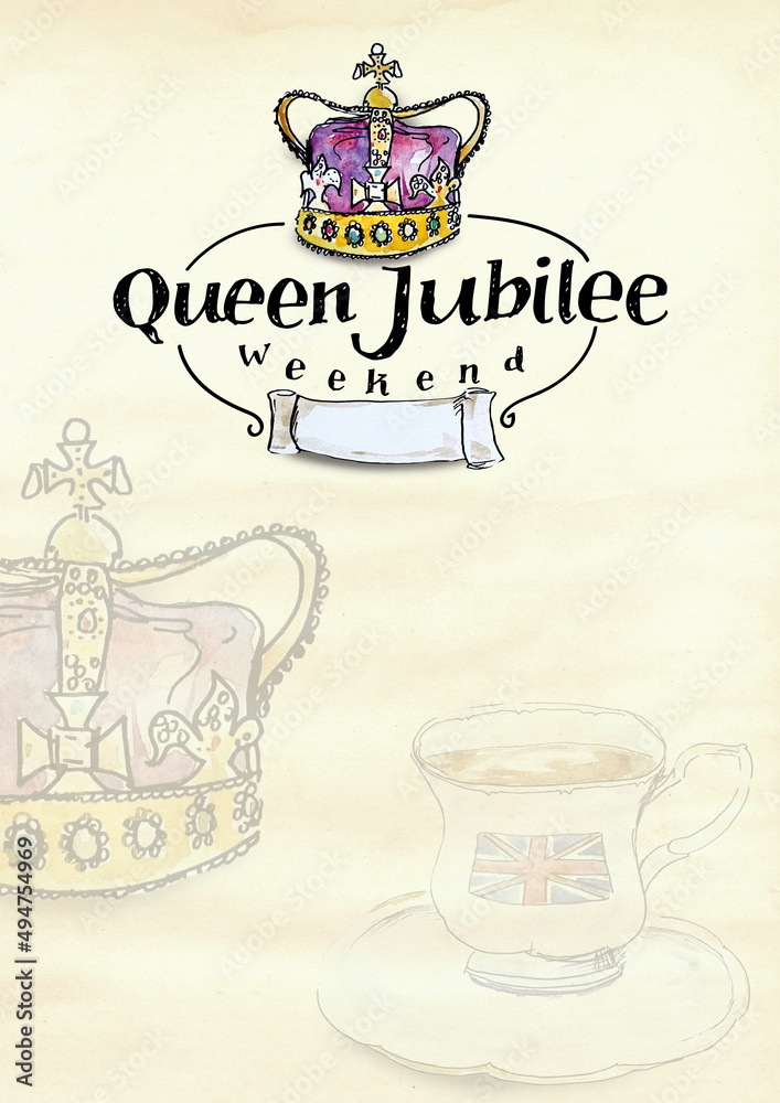 Queen Jubilee Celebrations poster background illustrated style Stock ...