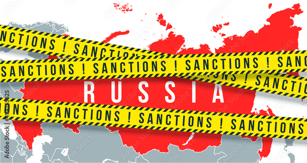 Yellow ribbons economic, financial sanctions imposed on Russia map ... Yellow ribbons economic, financial sanctions imposed on Russia map ...