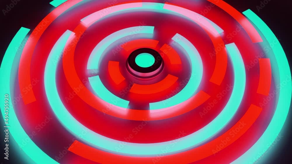 Vidéo Stock Rotating neon rings in 3D computer space. Design. Bright ...