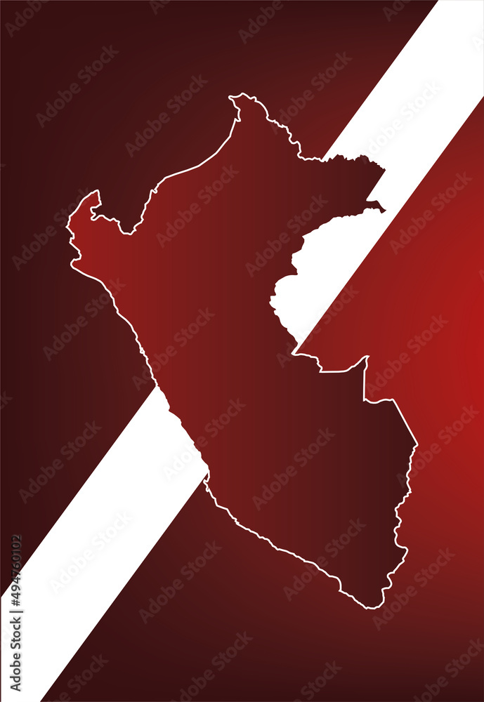 Poster Mapa del Perú con don rojo y franja blanca, – Wandbild | Europosters