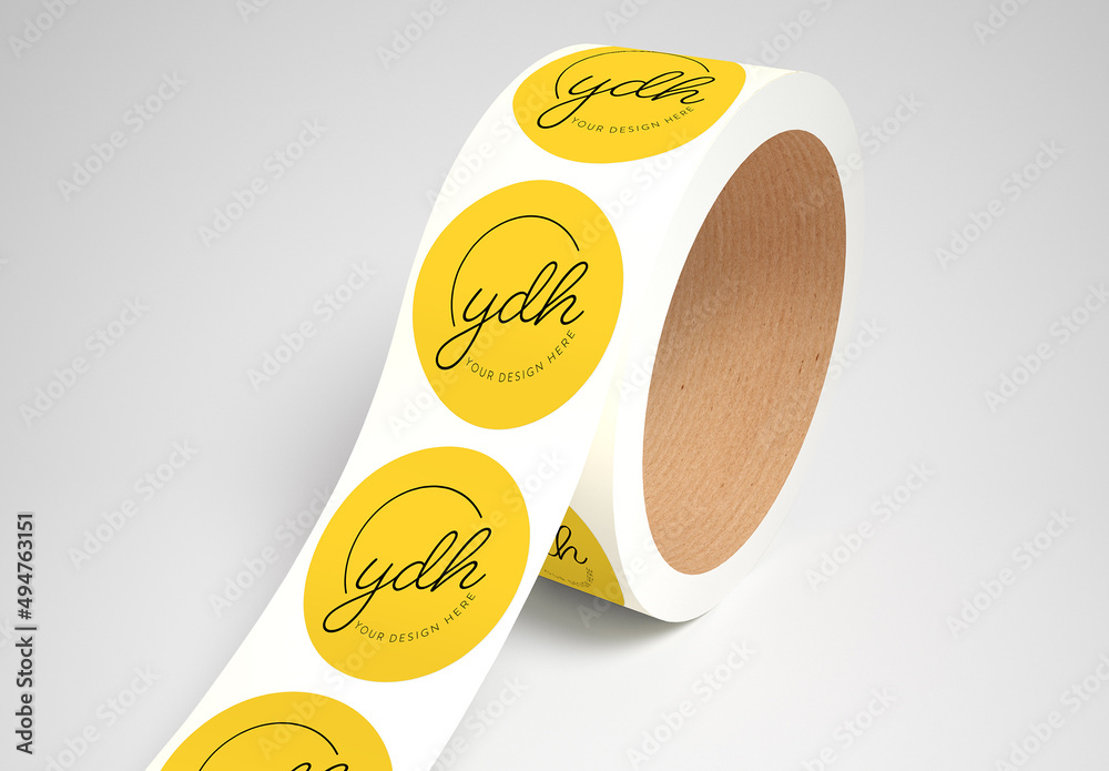 Round Roll Stickers Mockup Stock Template | Adobe Stock