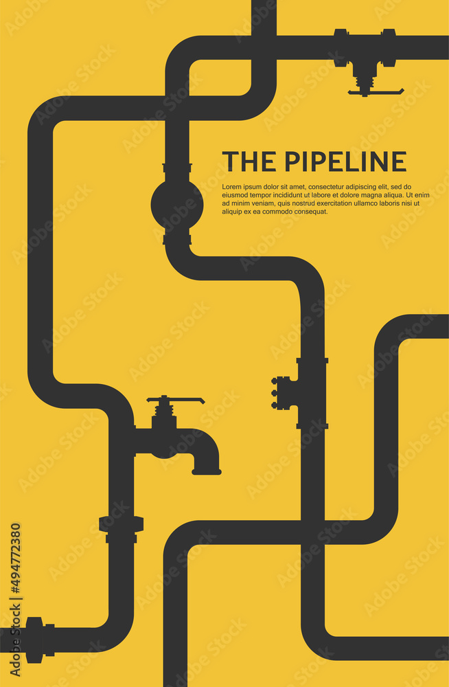 Pipeline infographic. Oil, water or gas flat valve vector design. Stock ...