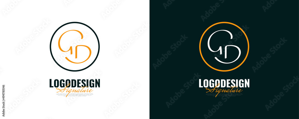 Initial G and D Logo Design in Elegant and Minimalist Handwriting Style ...