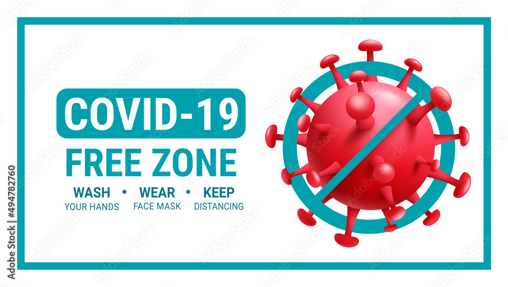 Covid-19 free vector banner design. Covid free zone text with safety ...