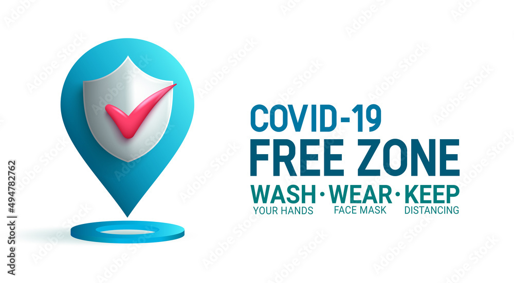 Covid-19 free vector banner design. Covid free zone text with safe ...