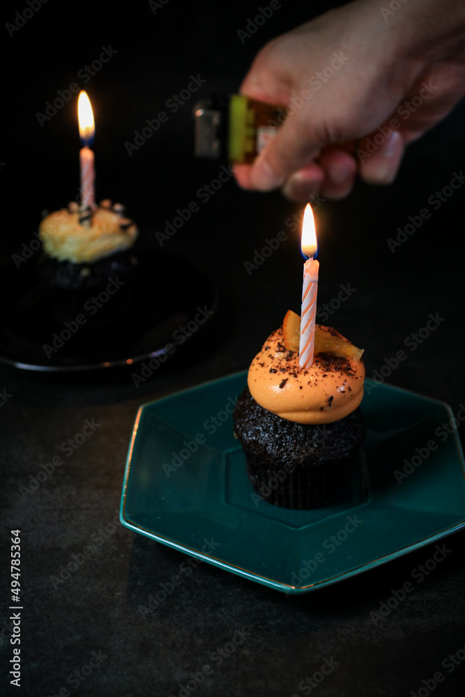 Single Birthday Candle Lit