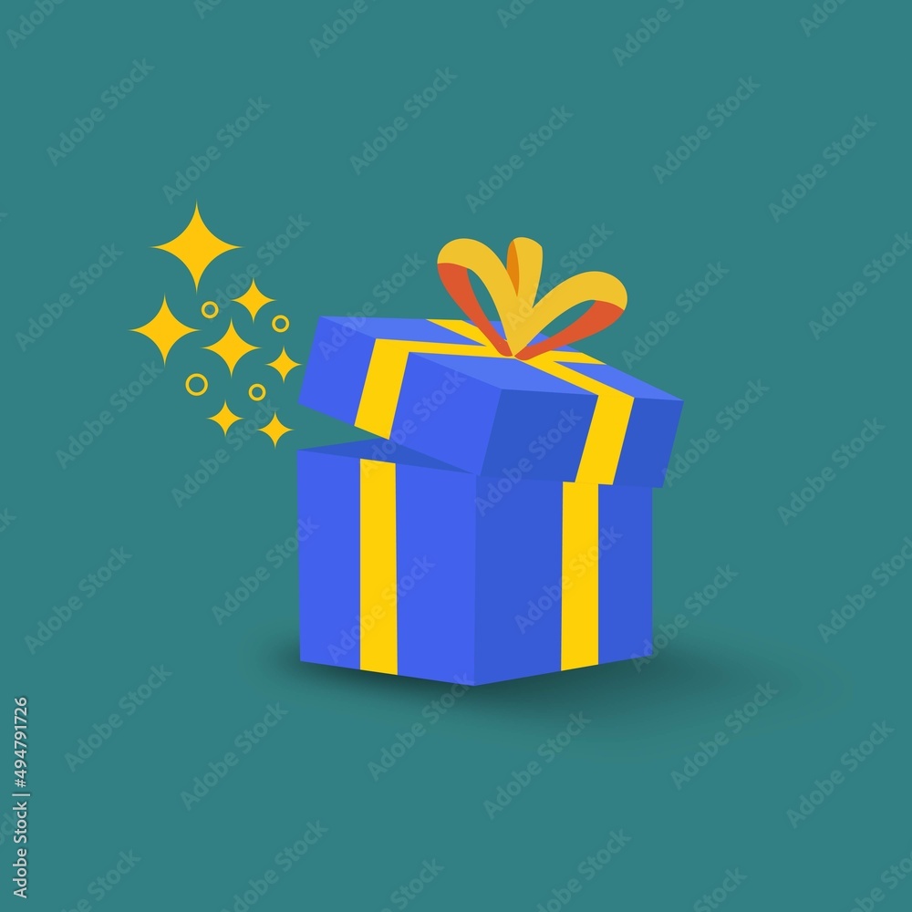 Cartoon gift box vector isolated. Surprise gift box with confetti Stock ...
