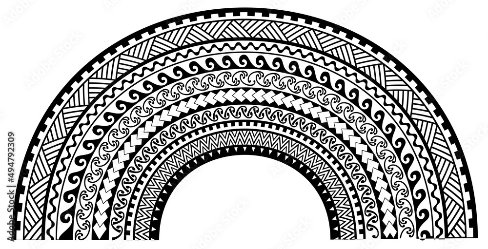 Maori geometric pattern tattoo design texture half moon headband simple ...