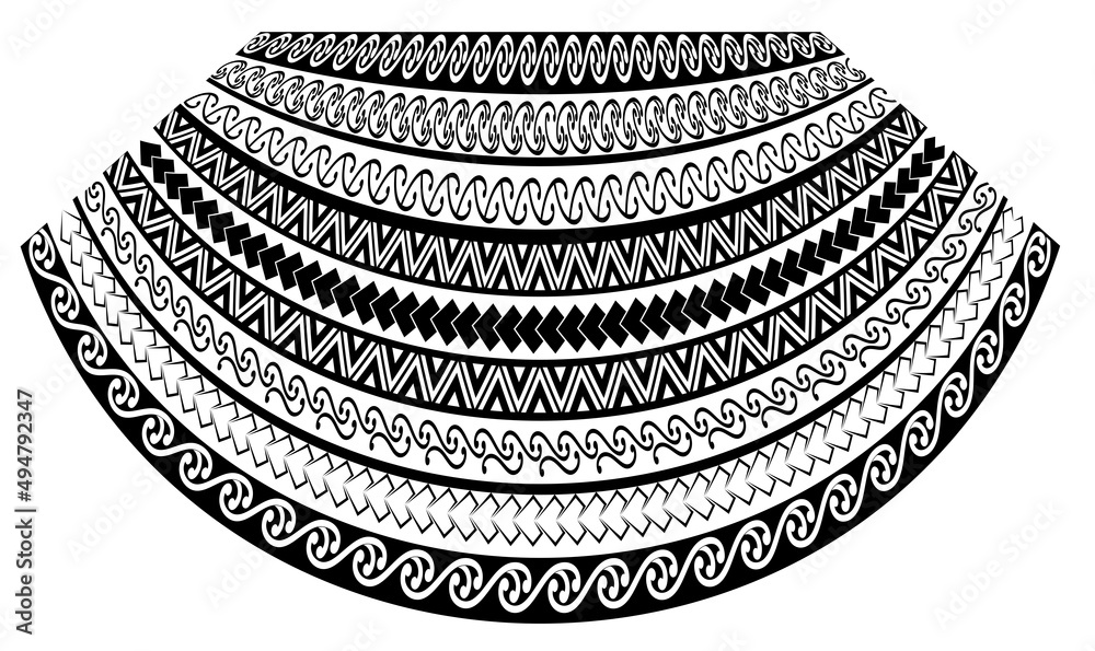 maori geometric pattern tattoo design texture skirt Stock Illustration ...