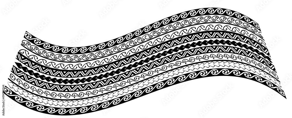 maori geometric pattern tattoo design texture wave dark Stock ...