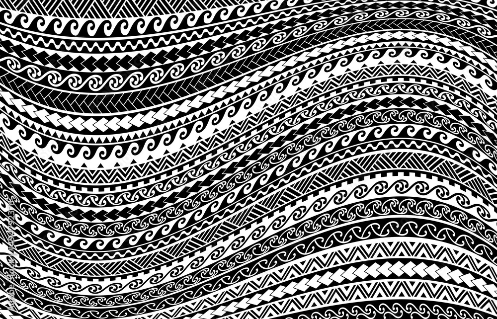 maori geometric pattern tattoo design texture wave large simple Stock ...