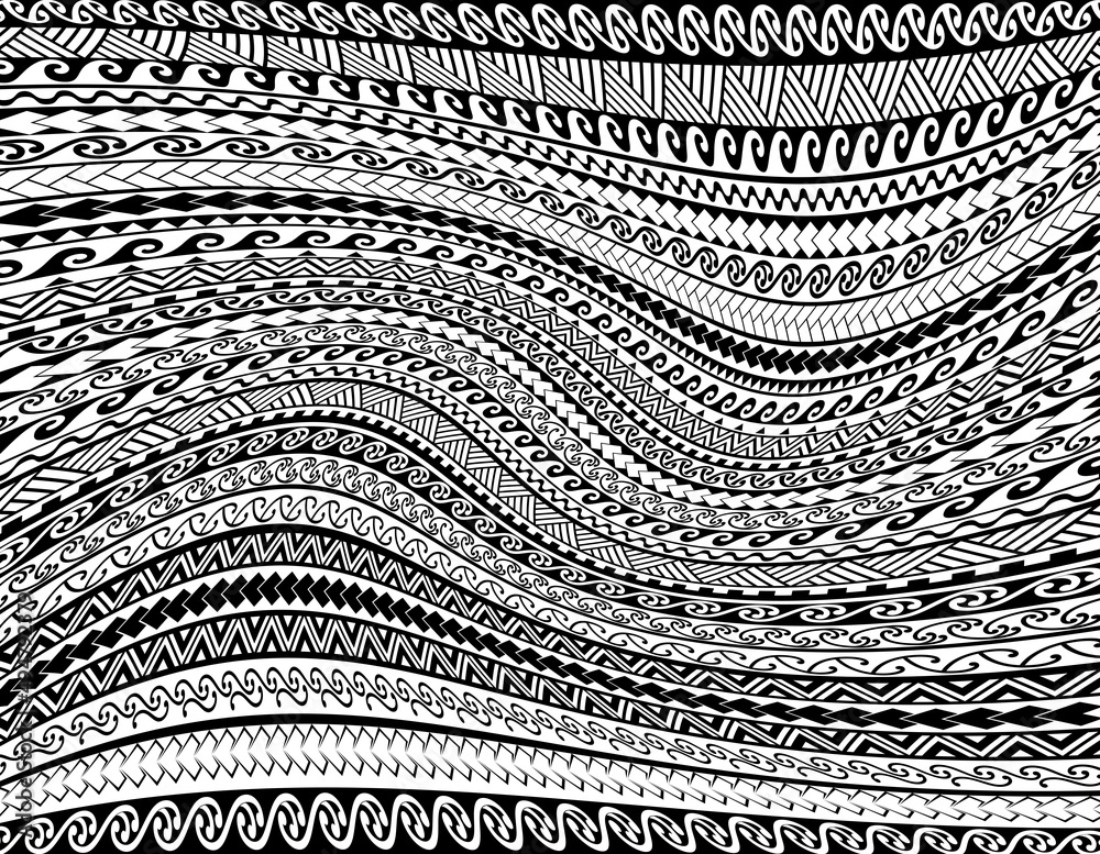 maori geometric pattern tattoo design texture wave large Stock ...