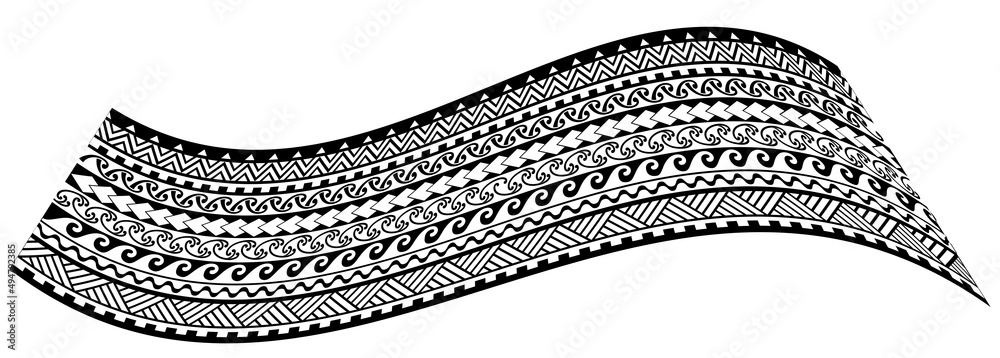 maori geometric pattern tattoo design texture wave line Stock ...