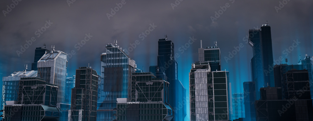 Contemporary Office Buildings Wallpaper. Futuristic Superstructures ...