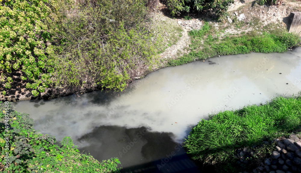 water pollution, water pollution. Destroy nature and save water ...