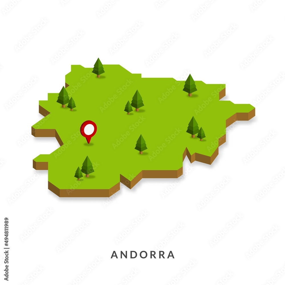 Isometric Map of Andorra. Simple 3D Map. Vector Illustration - EPS 10 ...