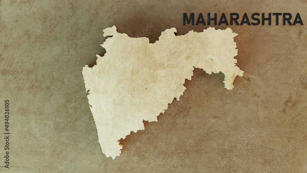 Maharashtra Map 3d rendered illustration Stock Illustration | Adobe Stock