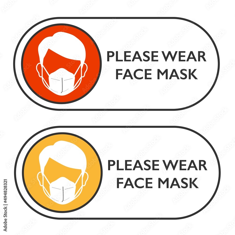 Face mask required signs Set isolated on white Stock Vector | Adobe Stock