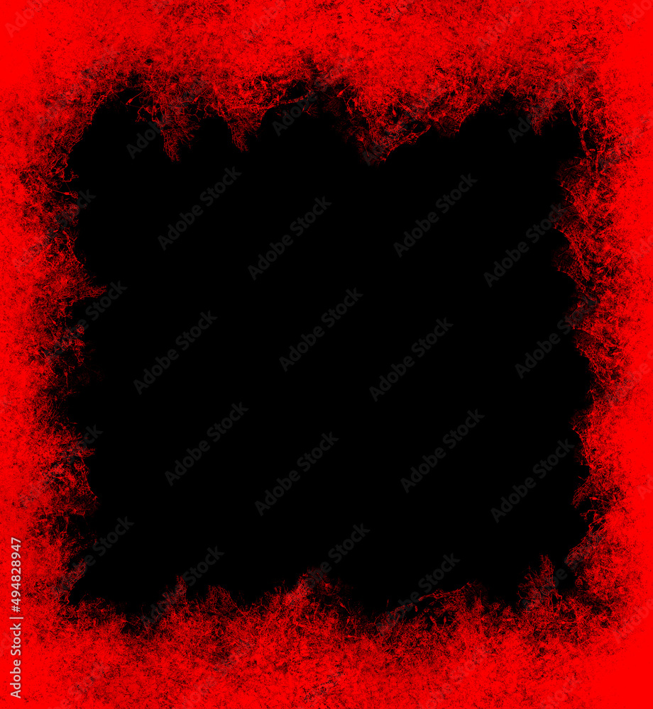 Red abstract frame in red on a black background. Red overlay frame ...