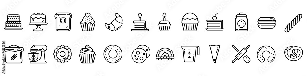 Bakery icon vector set. cooking illustration sign collection. bake ...