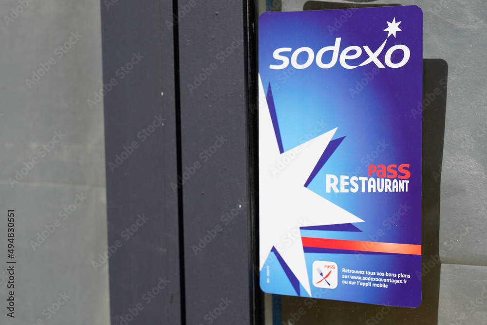 sodexo brand logo and text sign front of bar door window restaurant ...