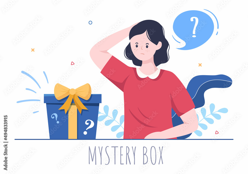 Mystery Gift Box and Confused Woman a Cardboard Box Open Inside with a ...