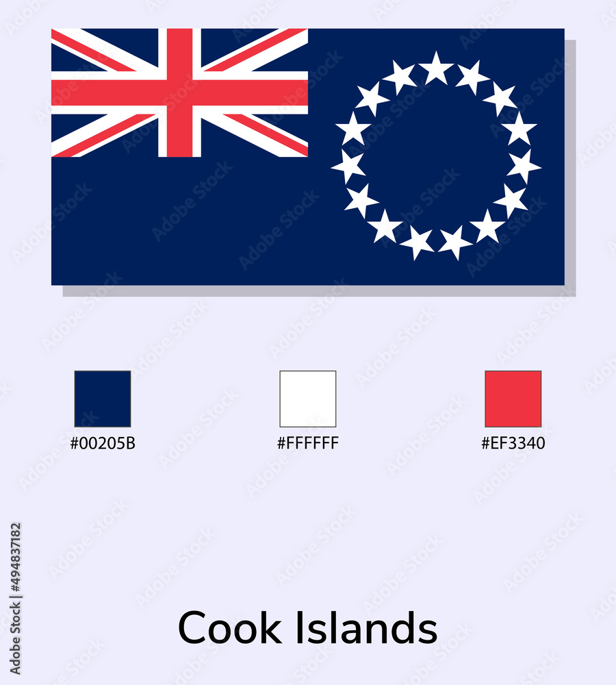 Vector Illustration of Cook Islands flag isolated on light blue ...