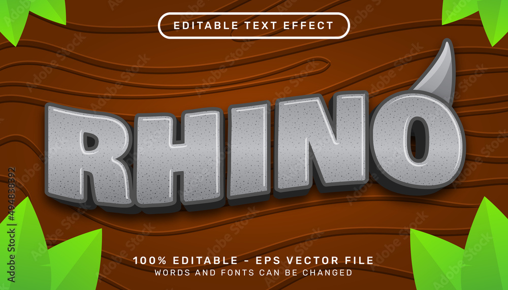 rhino 3d text effect and editable text effect with leaf illustration ...