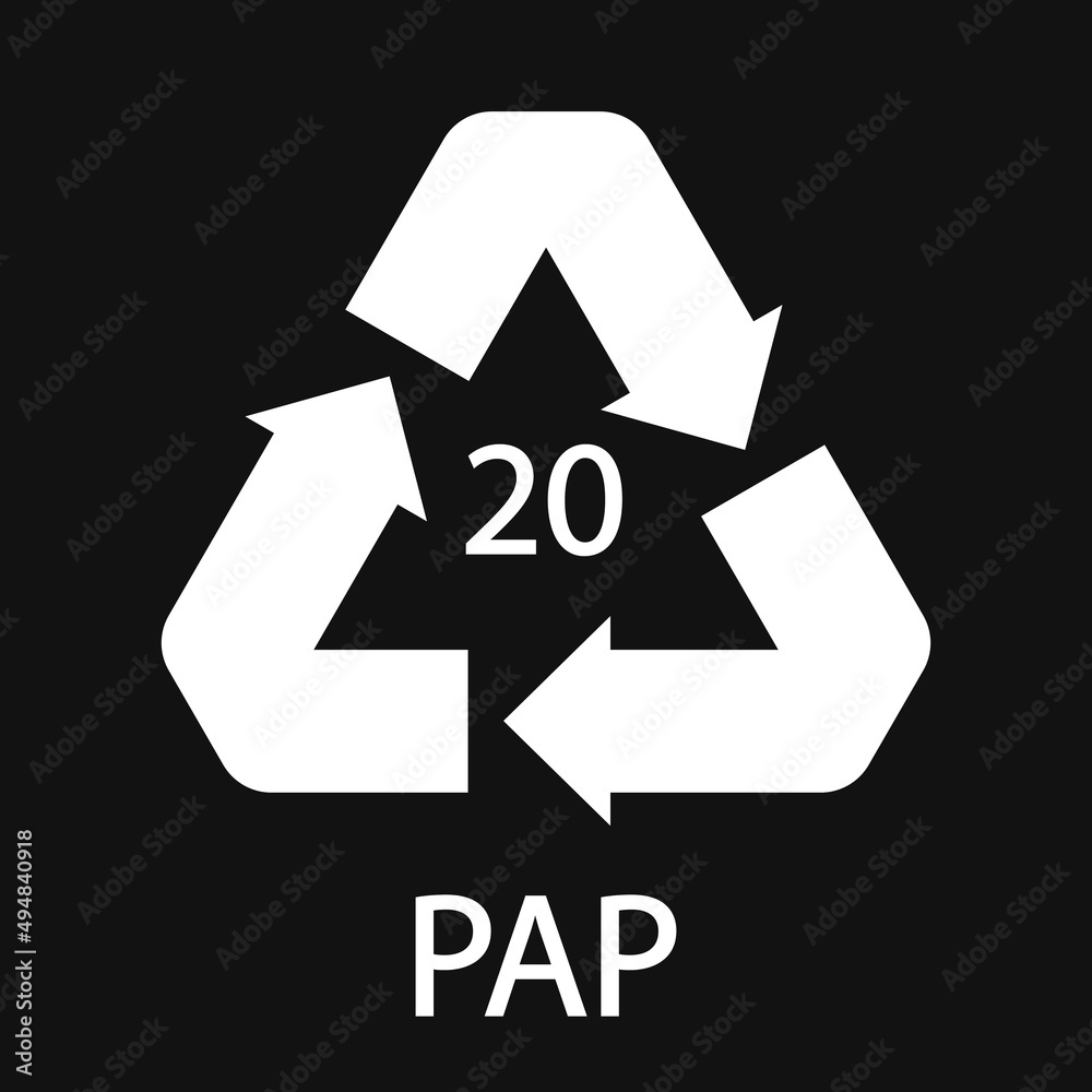 Paper recycling symbol PAP 20. Vector illustration Stock Vector | Adobe ...