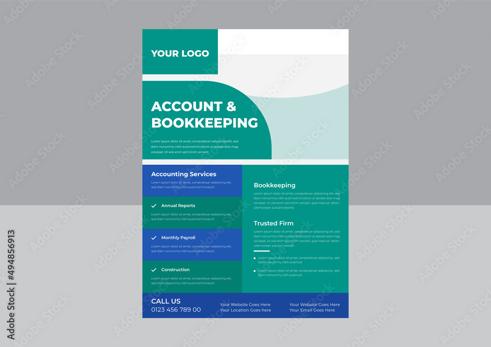 Vetor de Bookkeeping Flyer Template, Accounting and Bookkeeping Flyer ...
