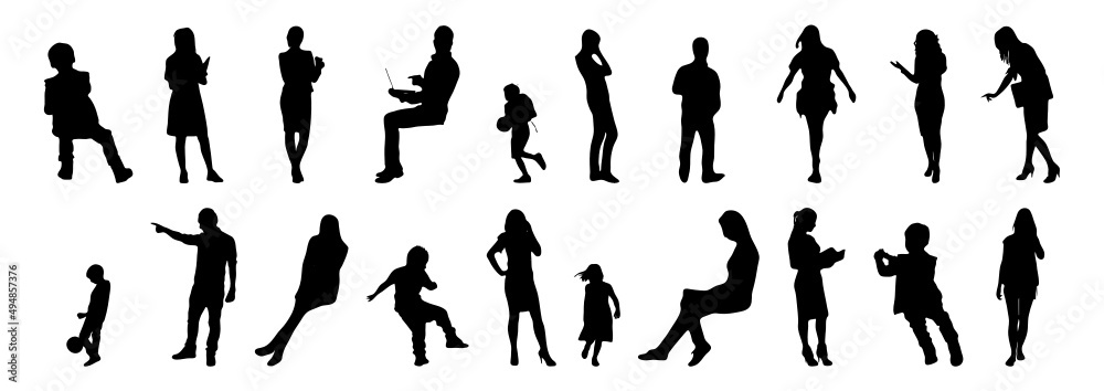 Poster Vector silhouettes, Outline silhouettes of people, Contour ...