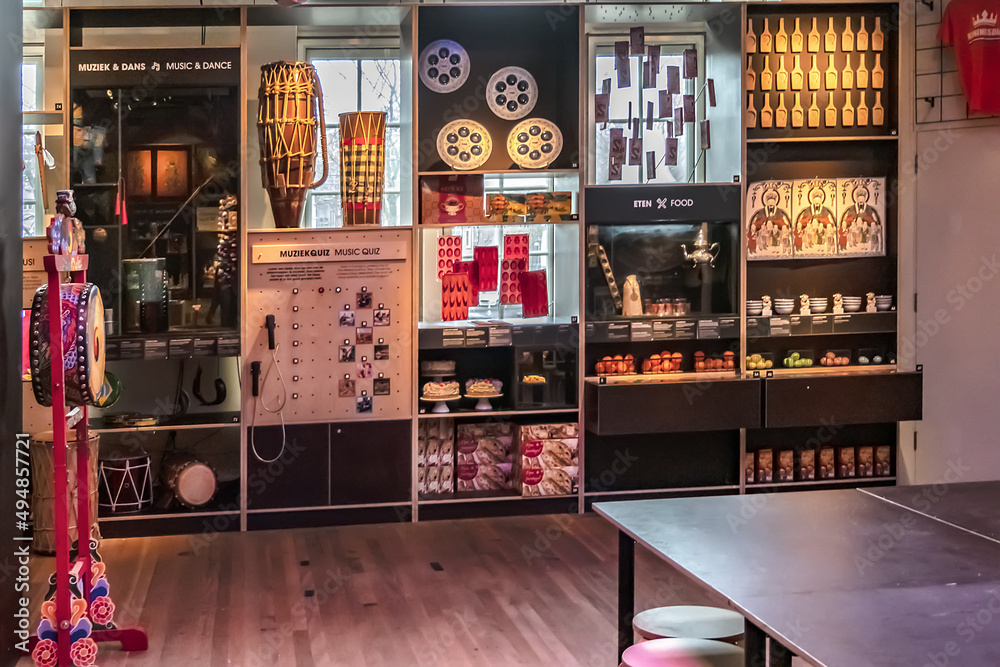 Interior of Tropenmuseum, collection of ethnographic artifacts from ...