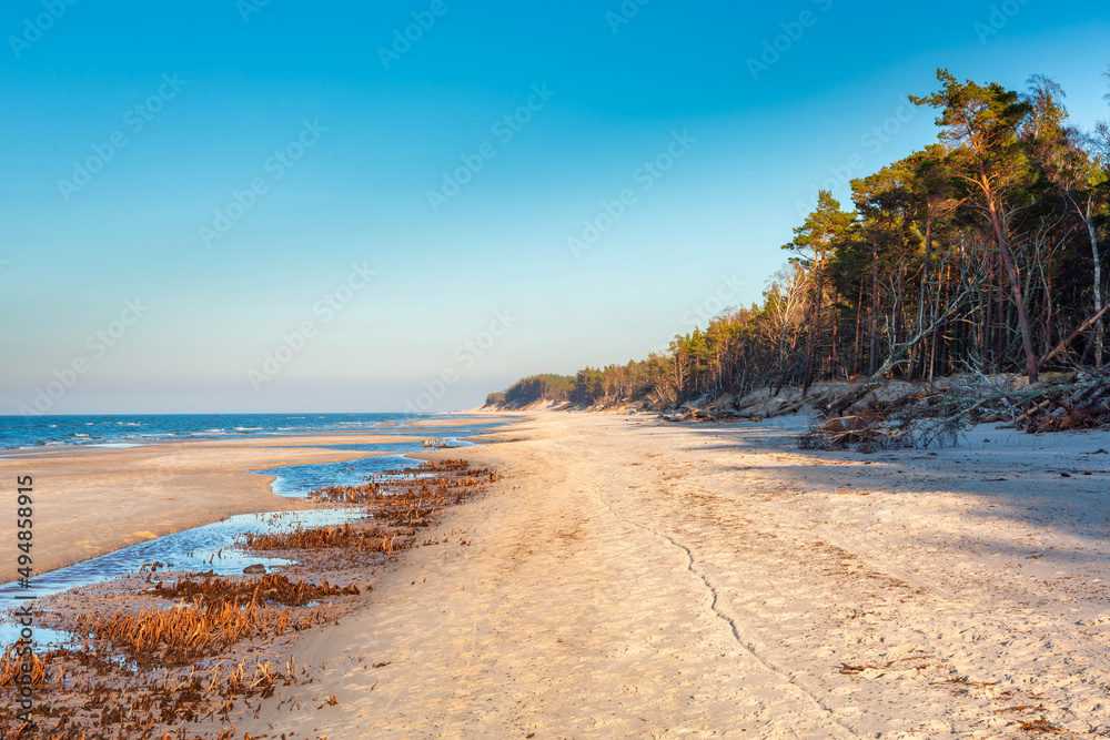 Poster Beautiful scenery of the Baltic Sea beach in Leba. Poland – Wall ...
