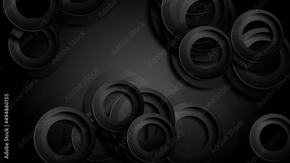 Tech glossy circles abstract geometric black motion background ...