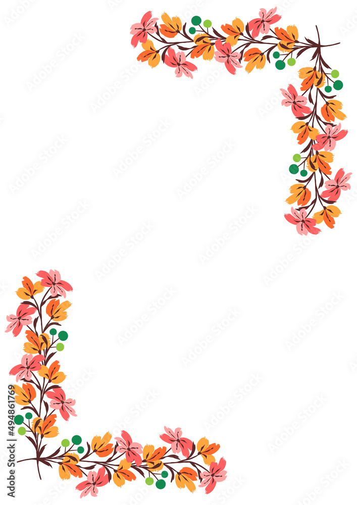 Flower frame border size a4, format a4. Floral pattern. Cute floral ...