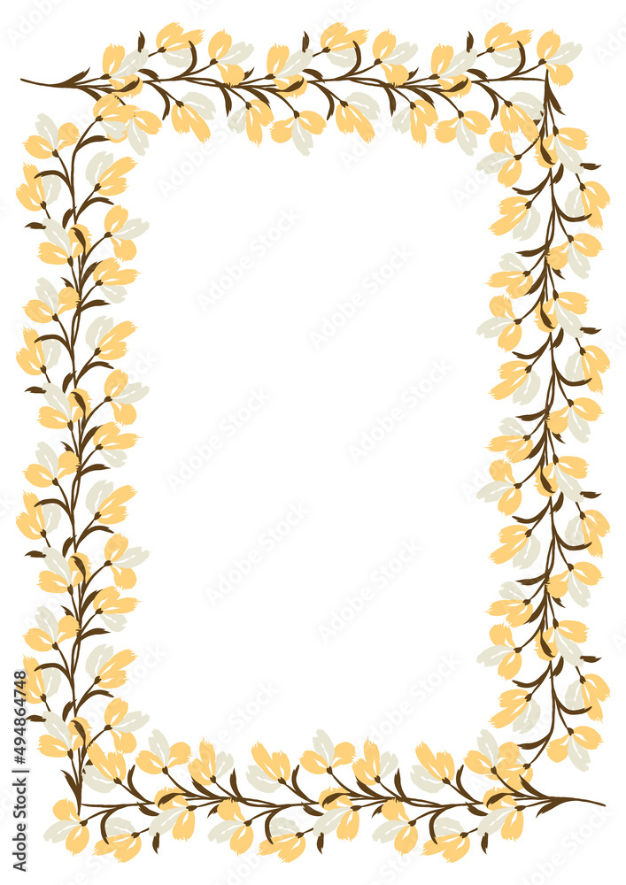 Flower frame border size a4, format a4. Floral pattern. Cute floral ...