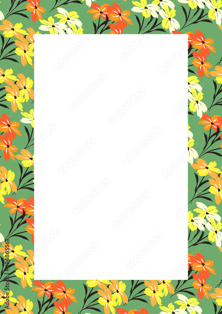 Flower frame border size a4, format a4. Floral pattern. Cute floral ...