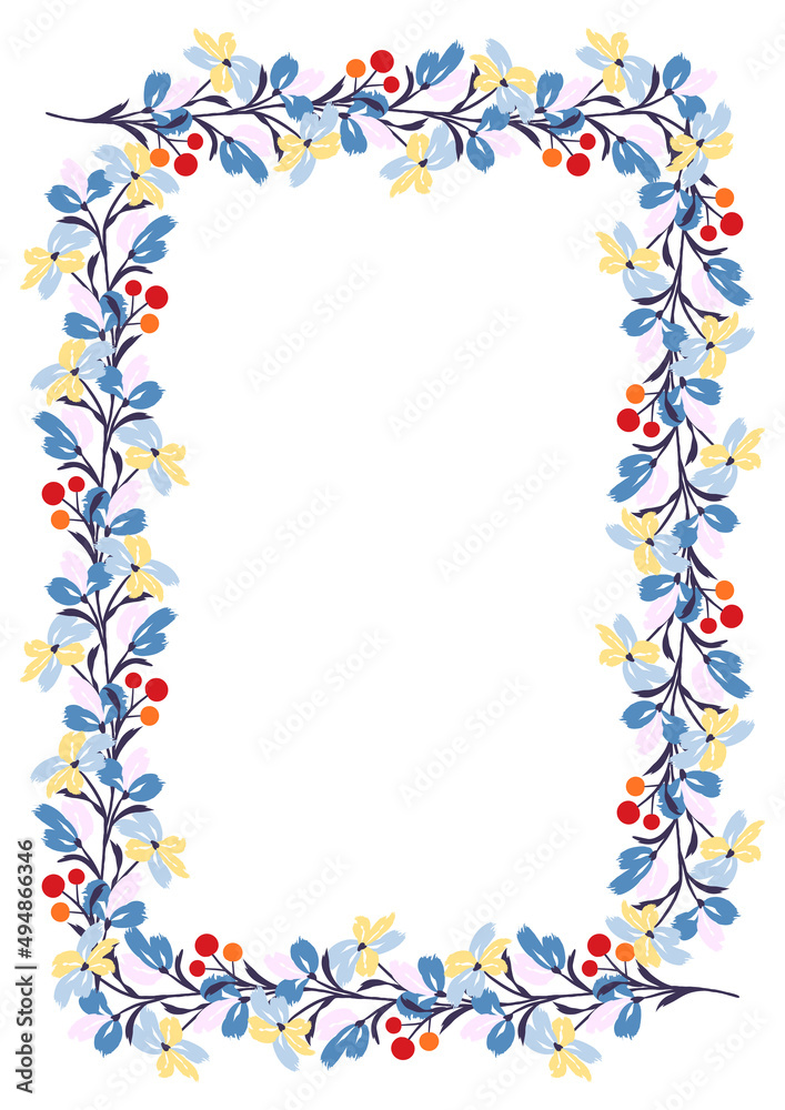 Flower frame border size a4, format a4. Floral pattern. Cute floral ...