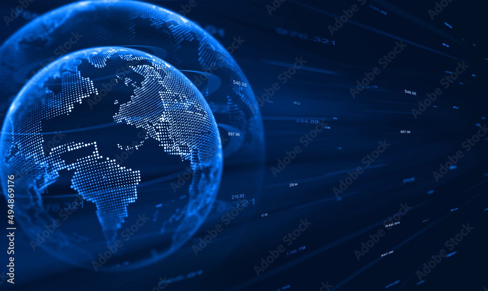 Digital transformation and innovation technology.Digital data flow ...