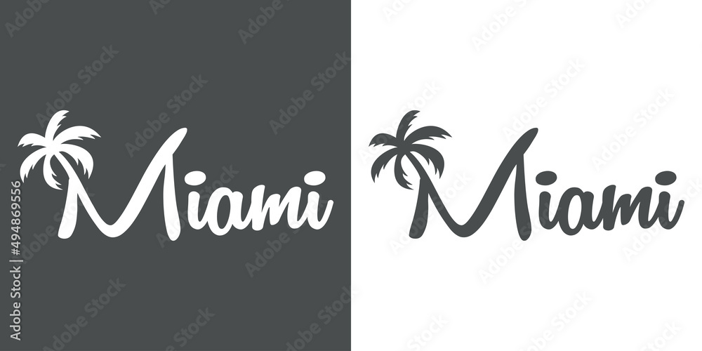 Miami Beach. Destino de vacaciones. Banner con texto Miami con letra ...